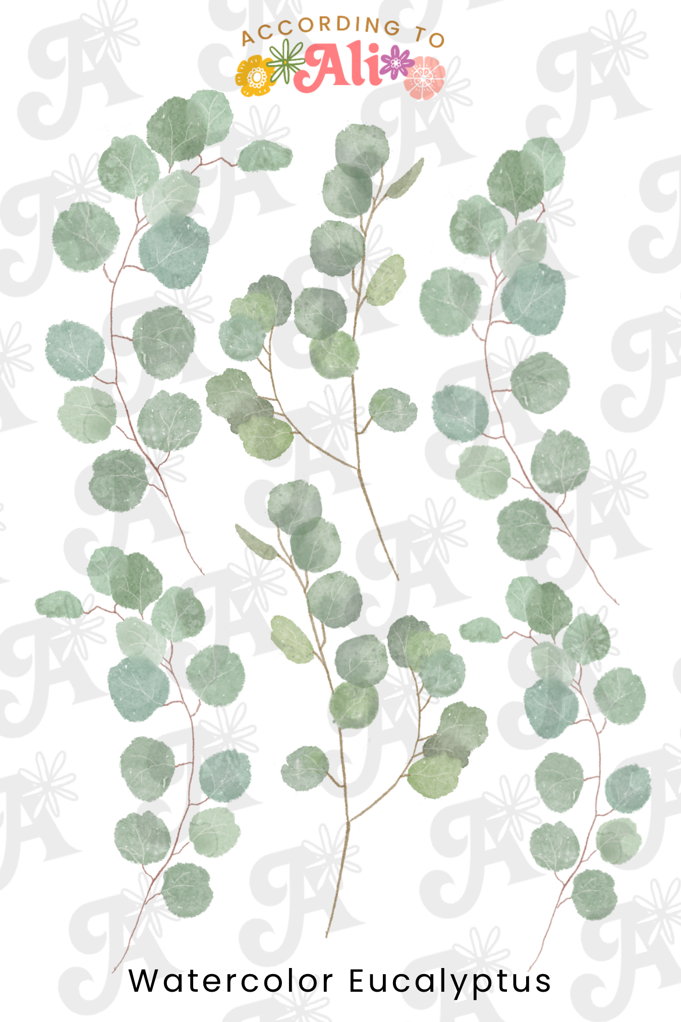 Mini Watercolor Eucalyptus Sticker Sheet – according to ali