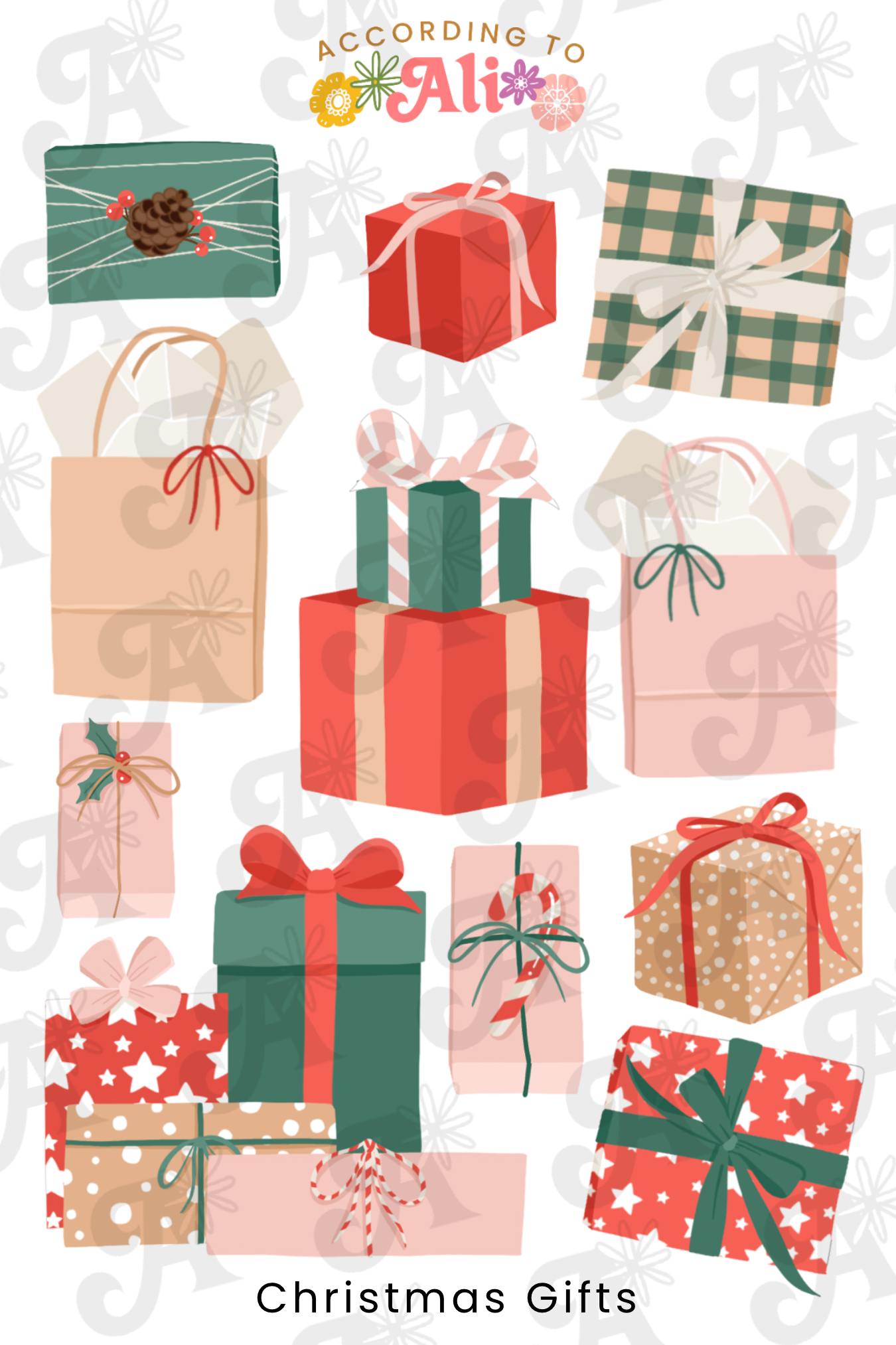 Christmas Gifts Sticker Sheet – according to ali