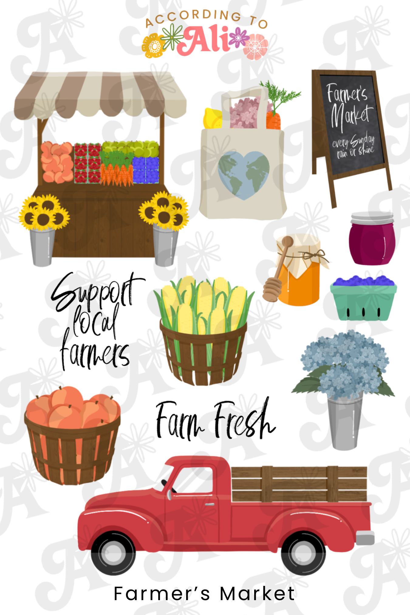 Farmer’s Market Sticker Sheet – according to ali