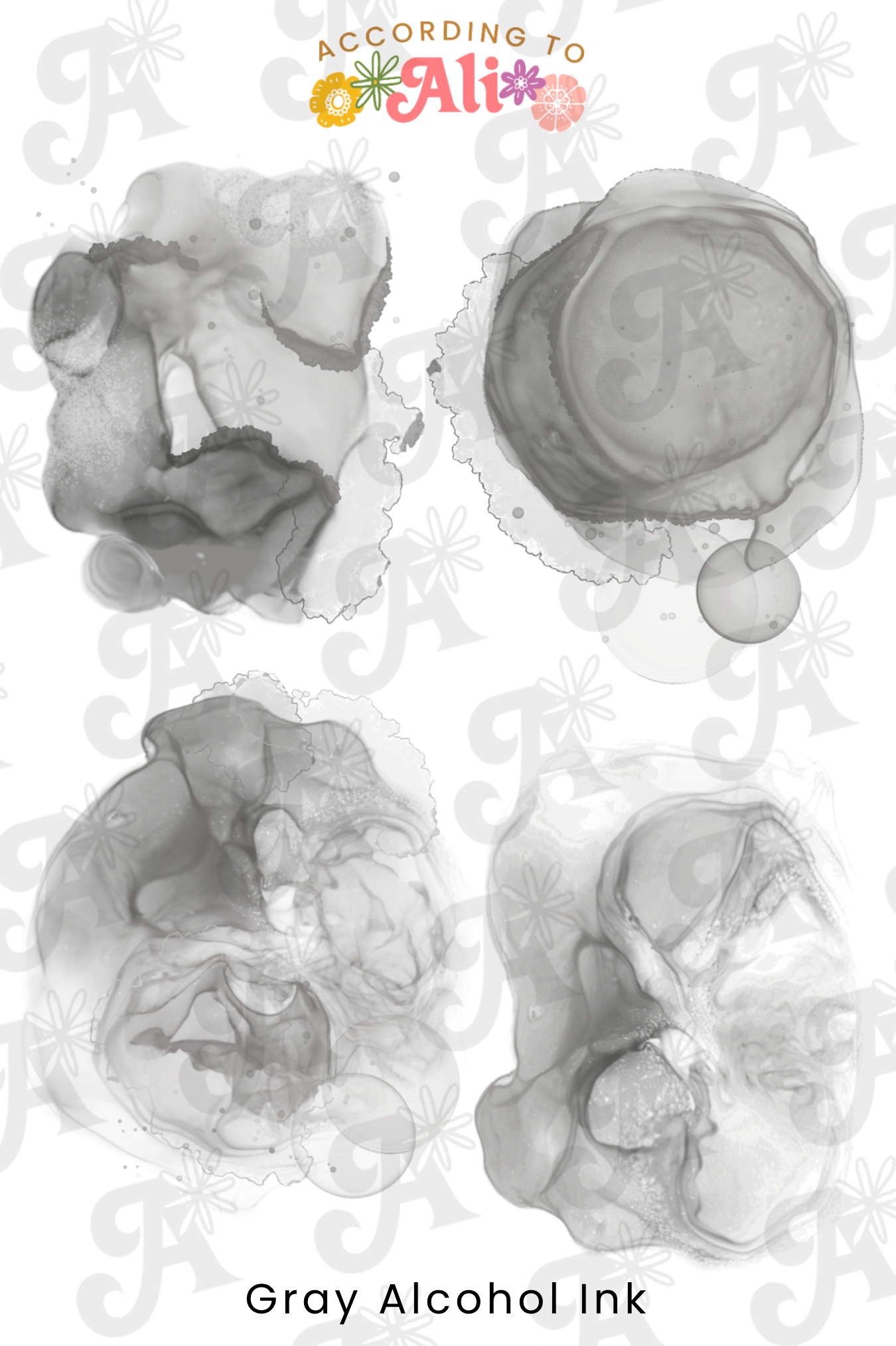 Gray Alcohol Ink Sticker Sheet – according to ali
