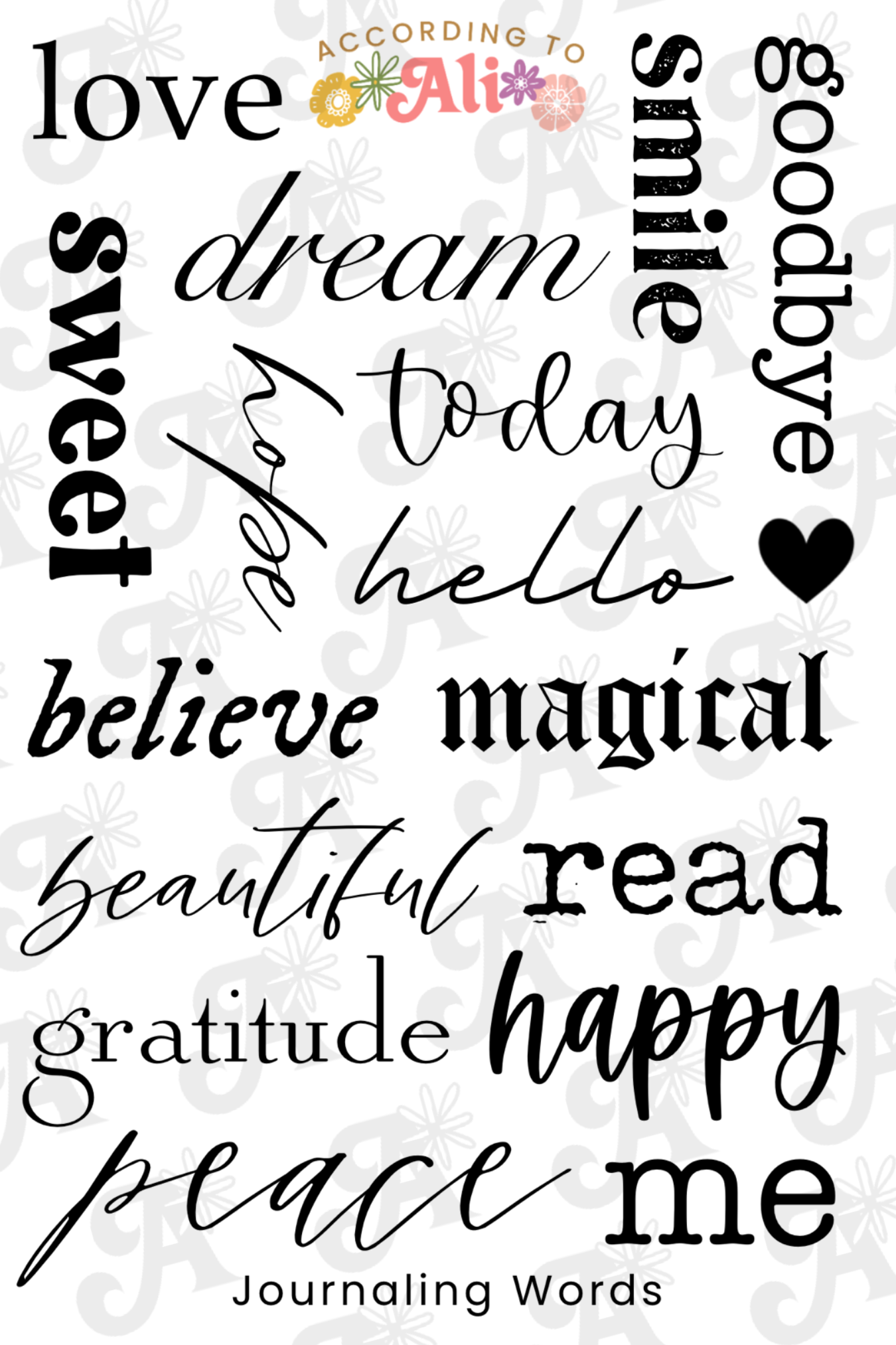 Journaling Words Sticker Sheet – according to ali