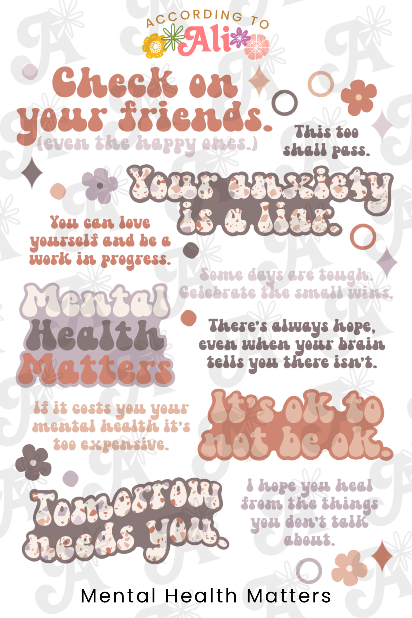 Mental Health Matters Sticker Sheet – according to ali