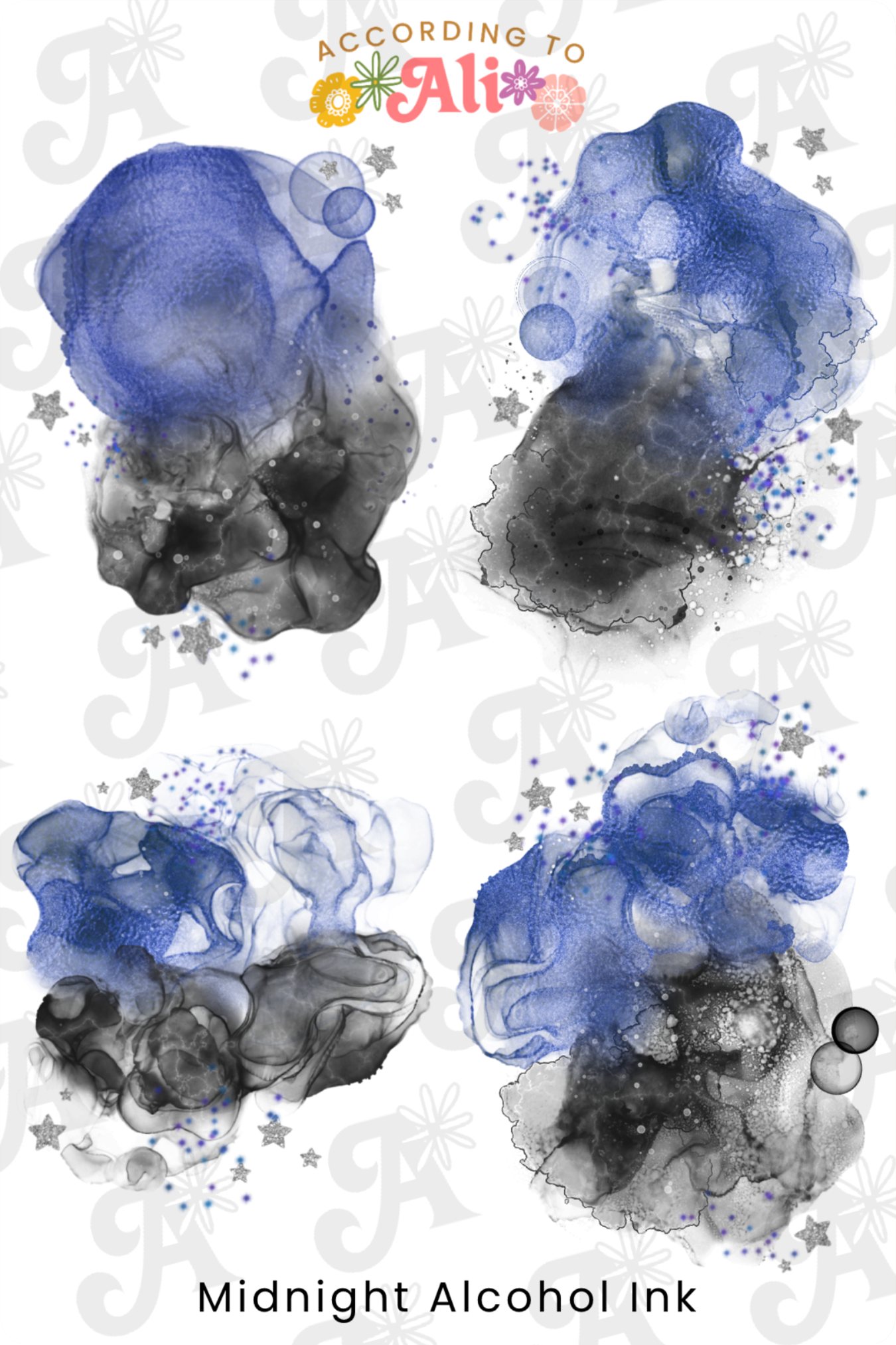 Midnight Alcohol Ink Sticker Sheet – according to ali