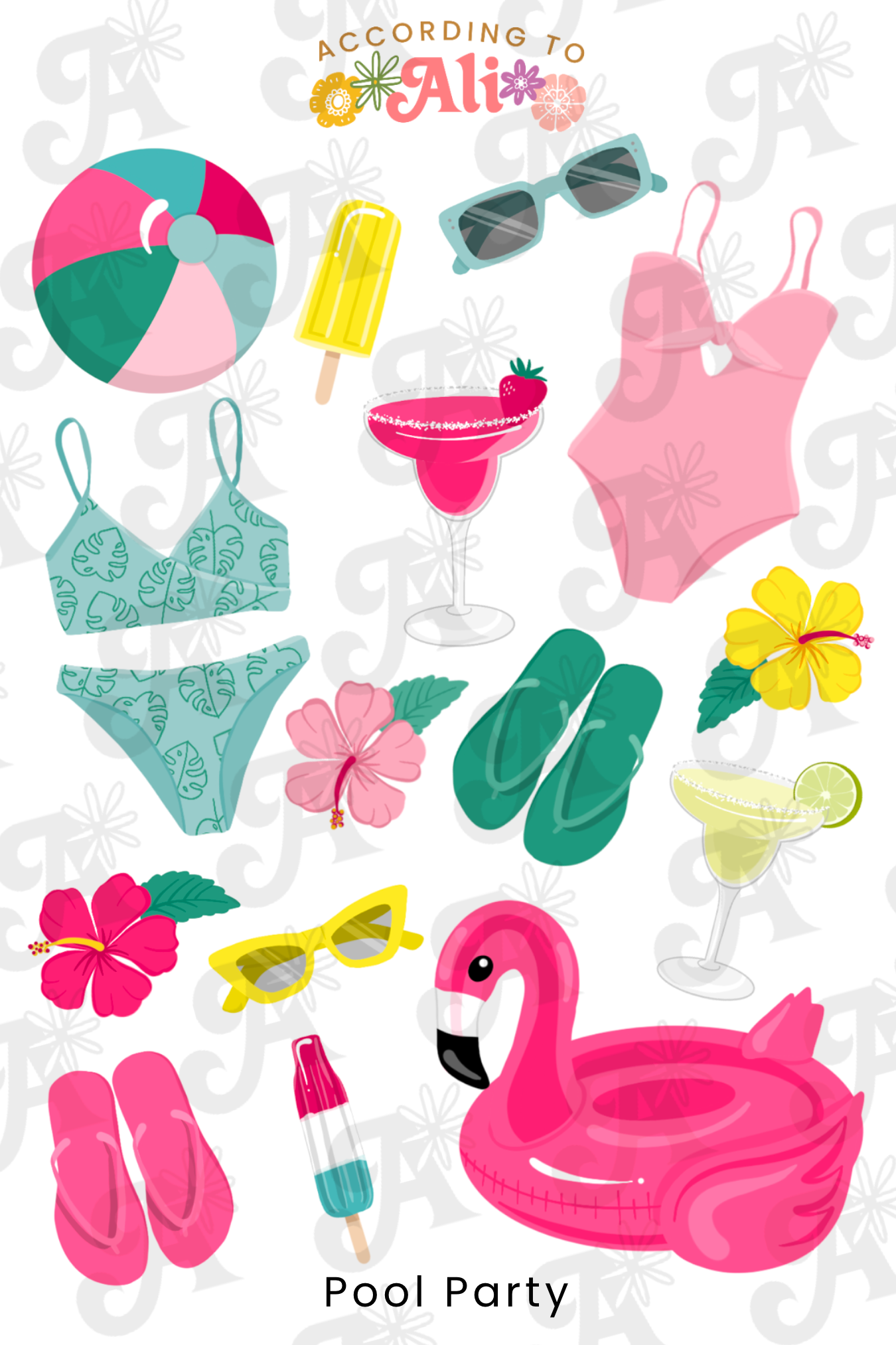 Pool Party Sticker Sheet – according to ali