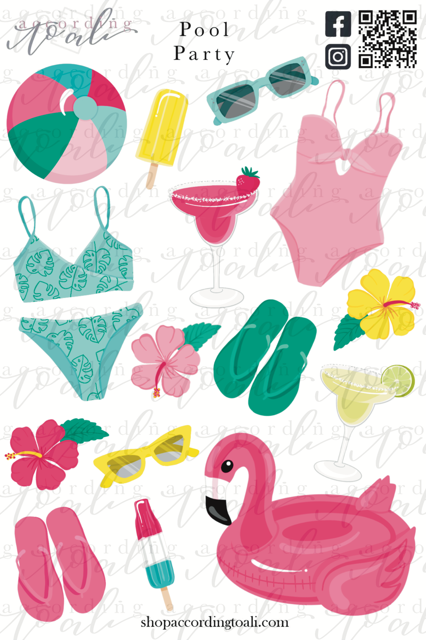 Pool Party Sticker Sheet – according to ali