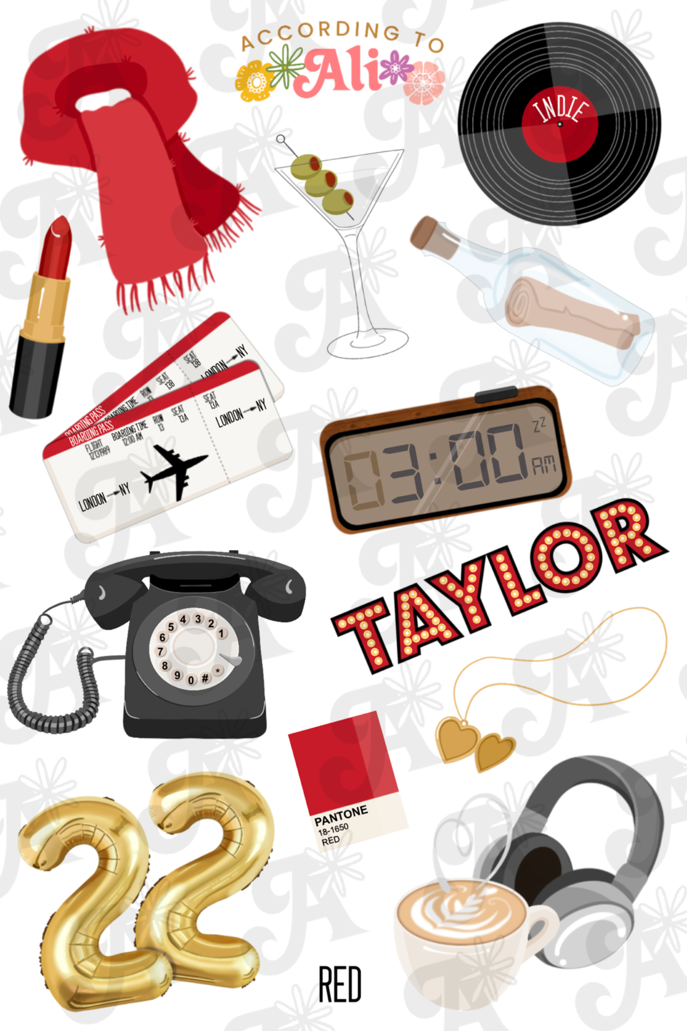 RED Sticker Sheet – according to ali