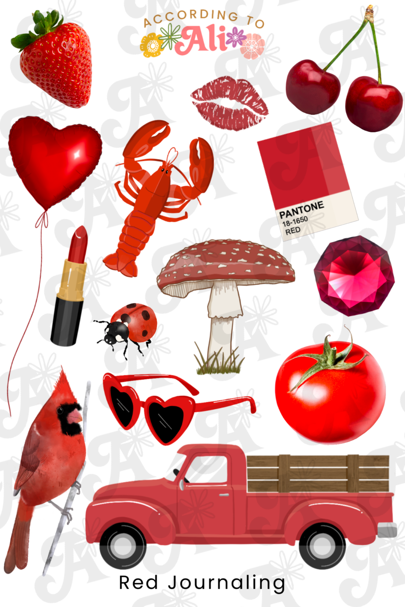 Red Journaling Sticker Sheet – according to ali