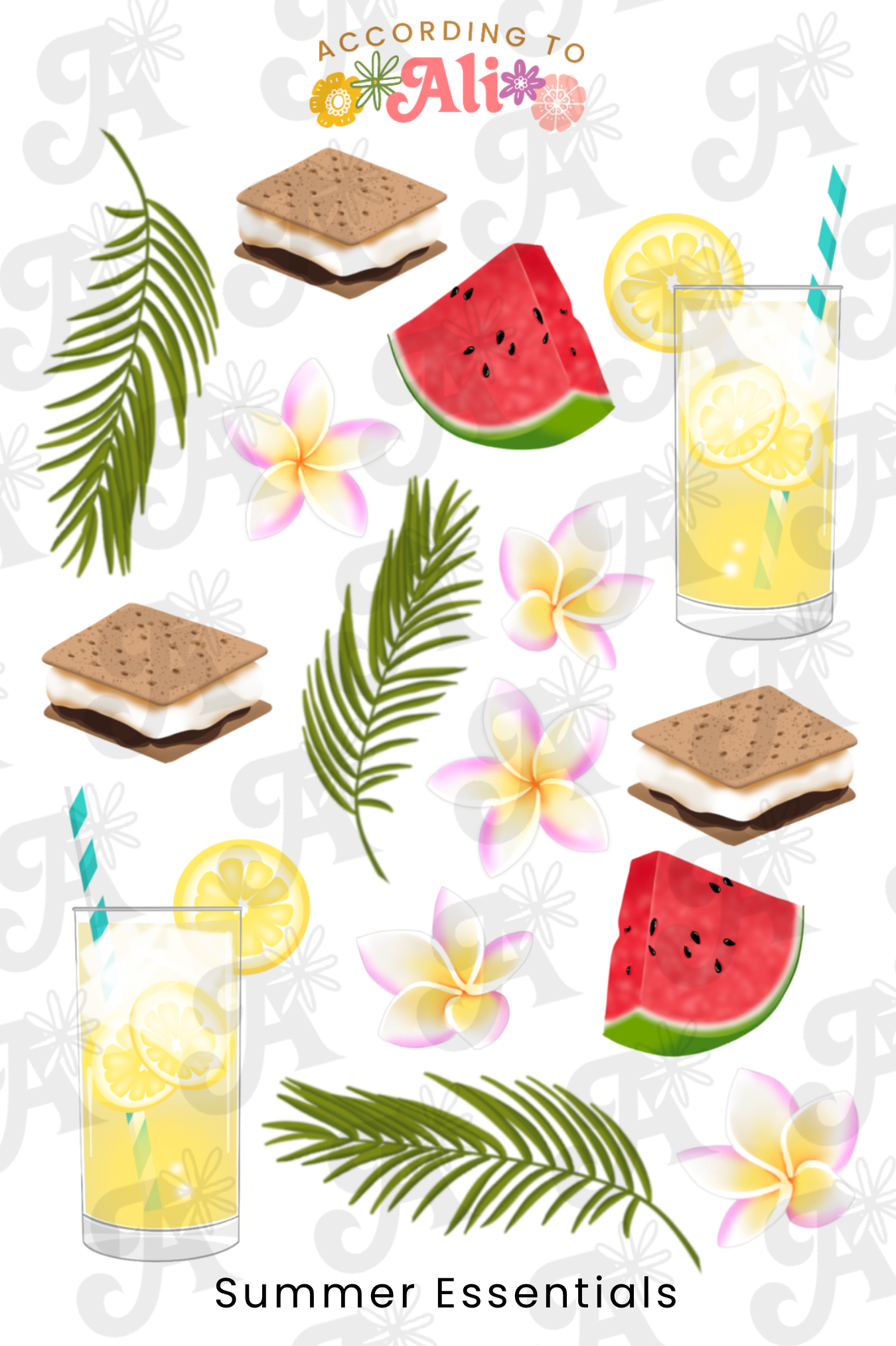 Summer Essentials Sticker Sheet – according to ali