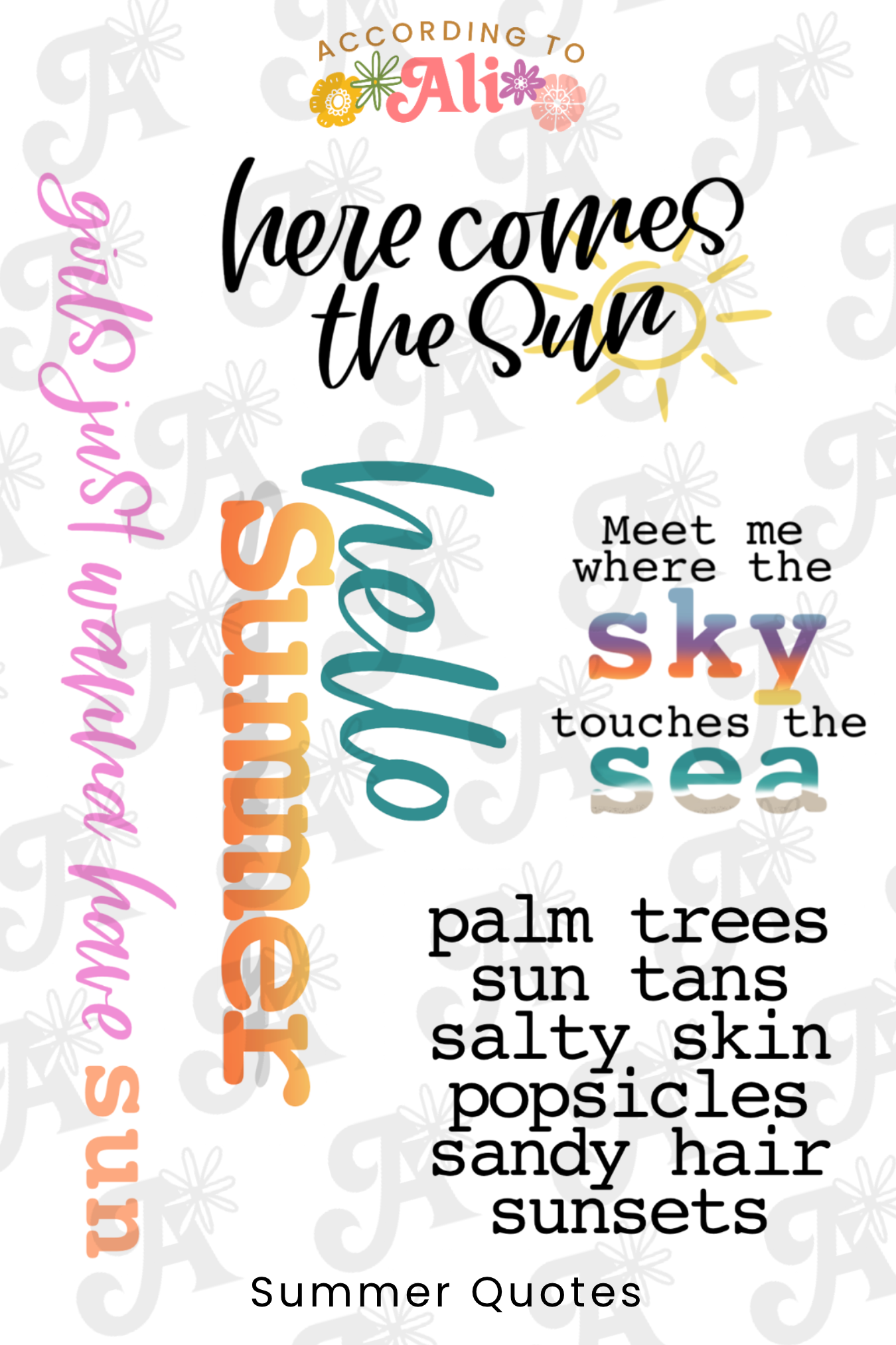 Summer Quotes Sticker Sheet – according to ali