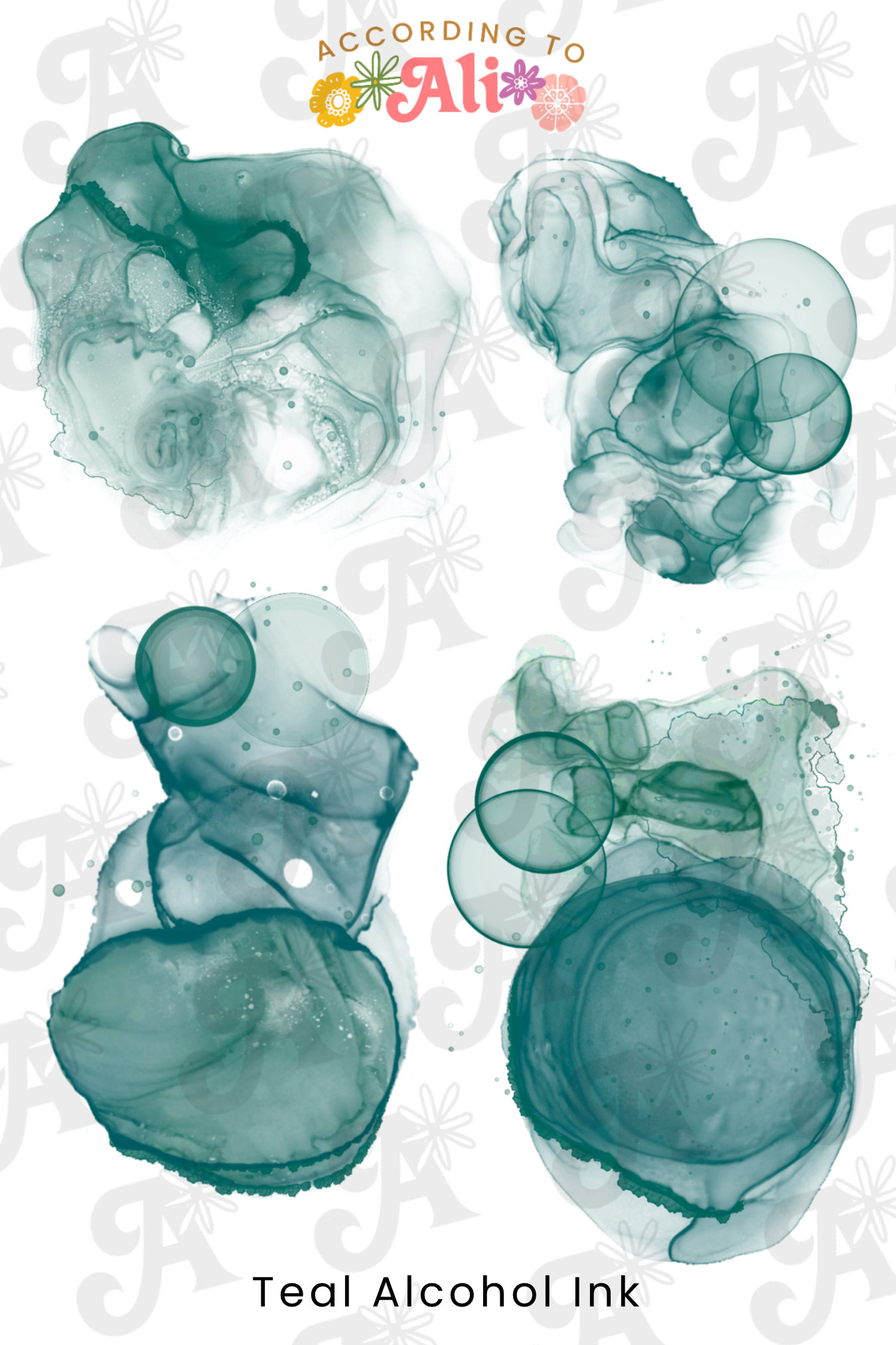 Teal Alcohol Ink Sticker Sheet – according to ali