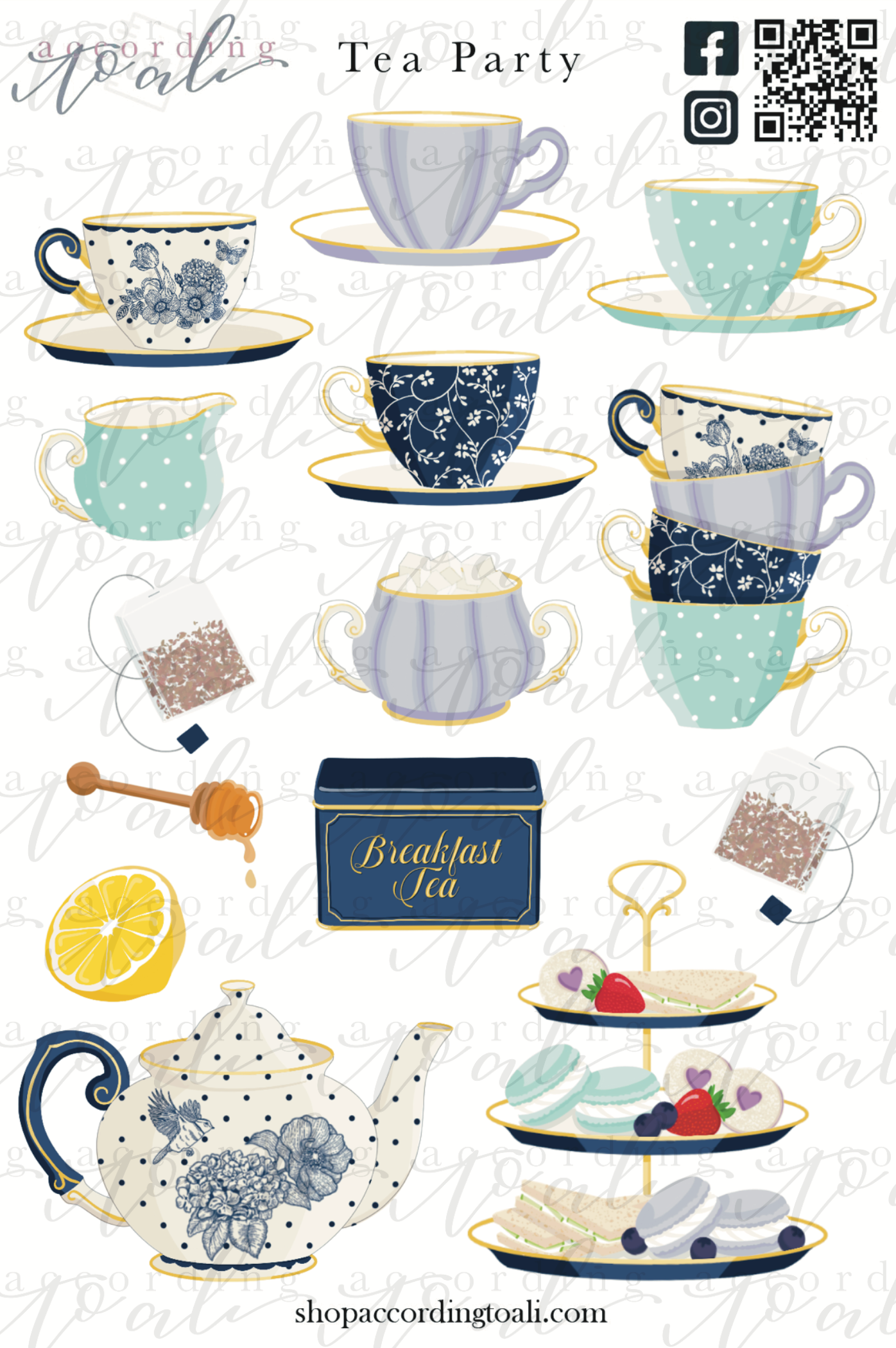 Tea Party Sticker Sheet – according to ali