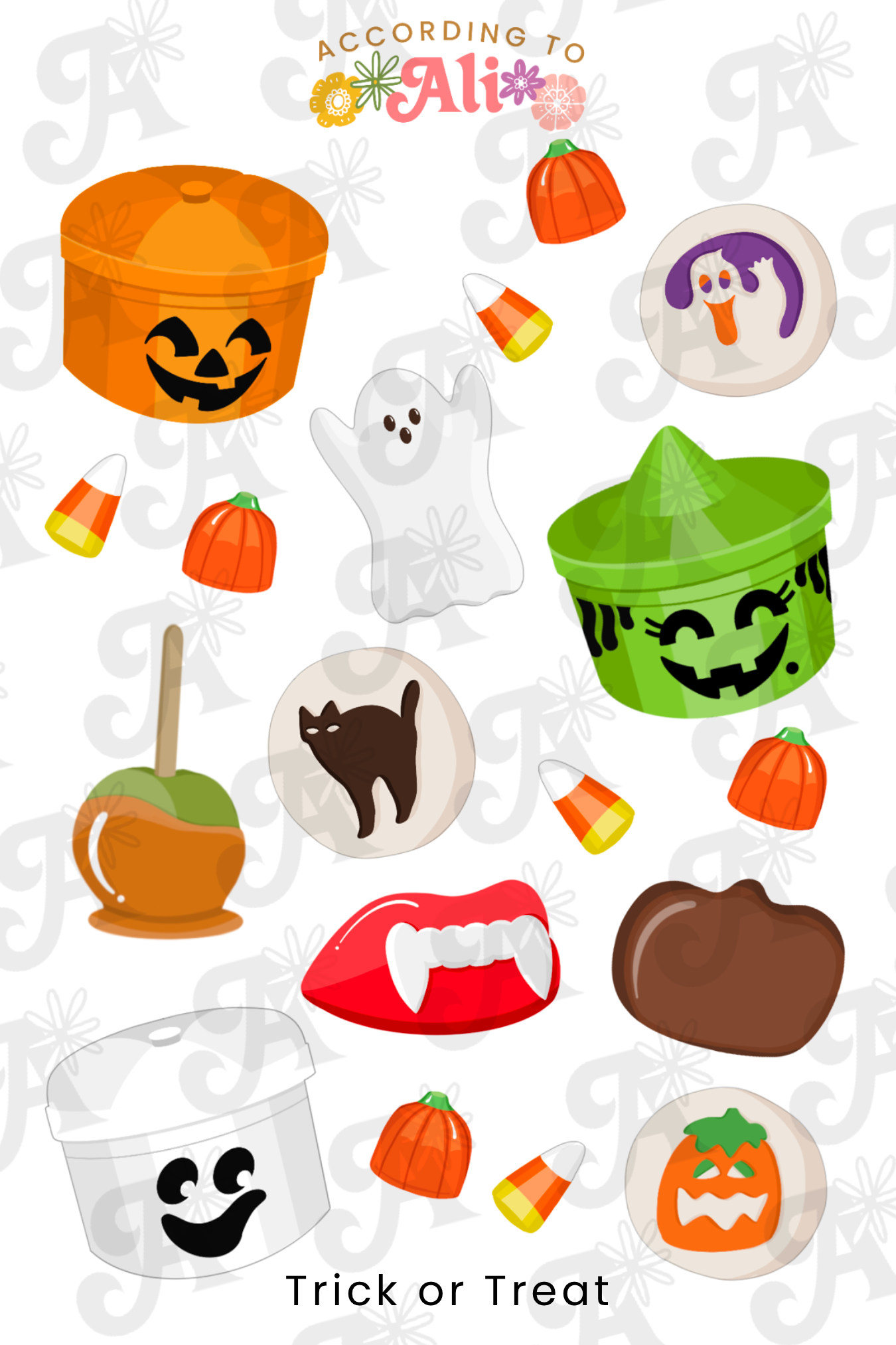 Trick or Treat Sticker Sheet – according to ali