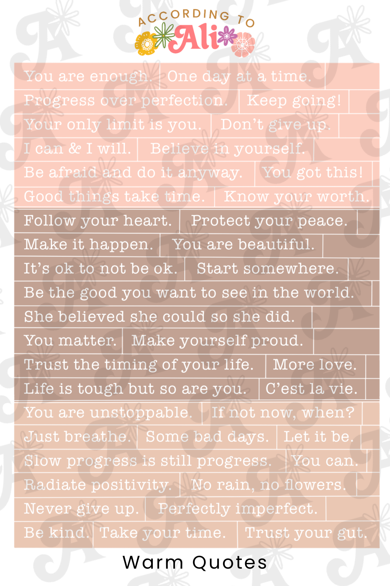 Warm Quotes Sticker Sheets – according to ali