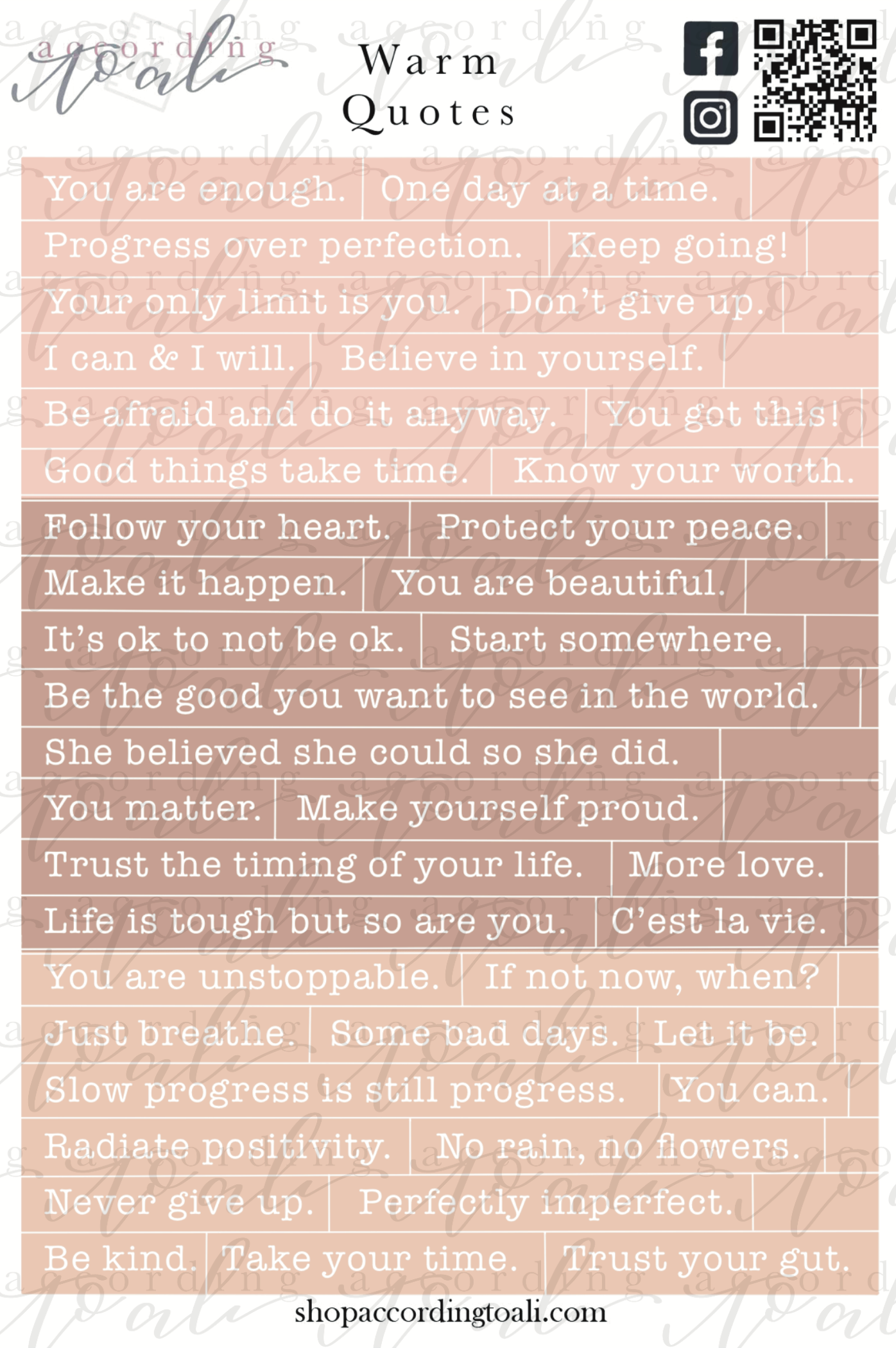 Warm Quotes Sticker Sheets – according to ali