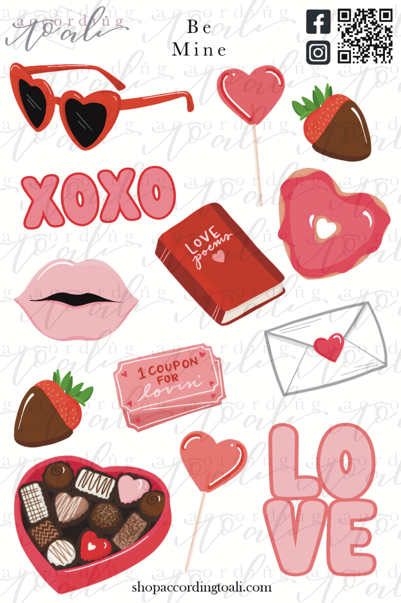 Be Mine Sticker Sheet – according to ali
