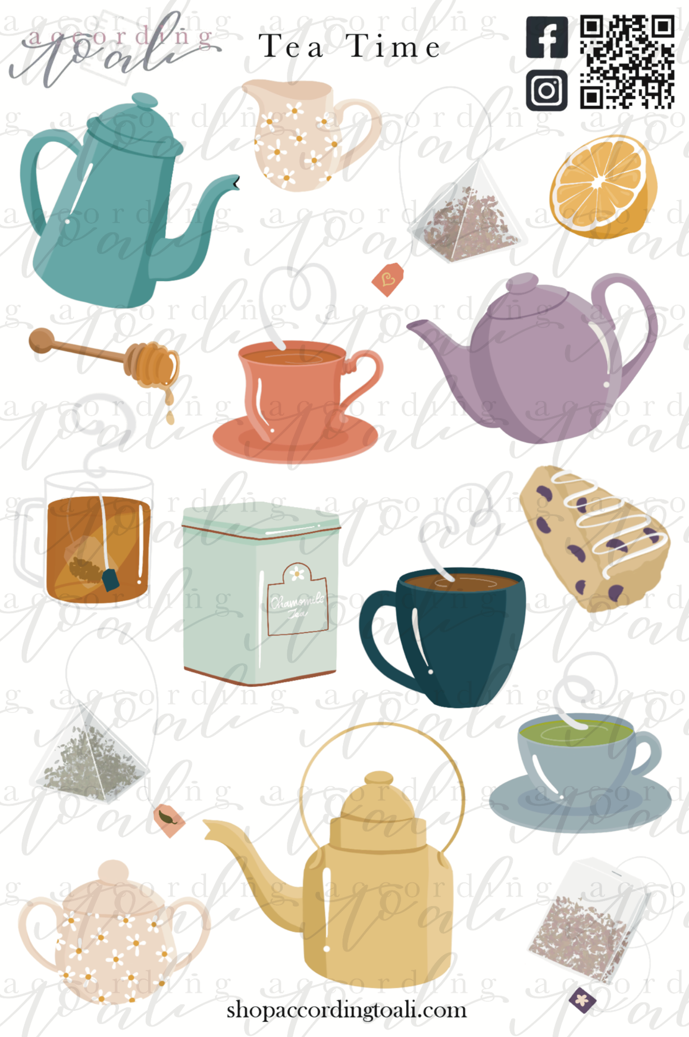 Tea Time Sticker Sheet – according to ali
