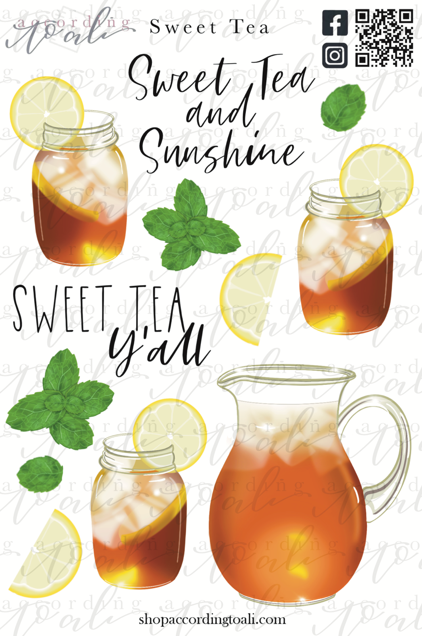 Sweet Tea Sticker Sheet – according to ali
