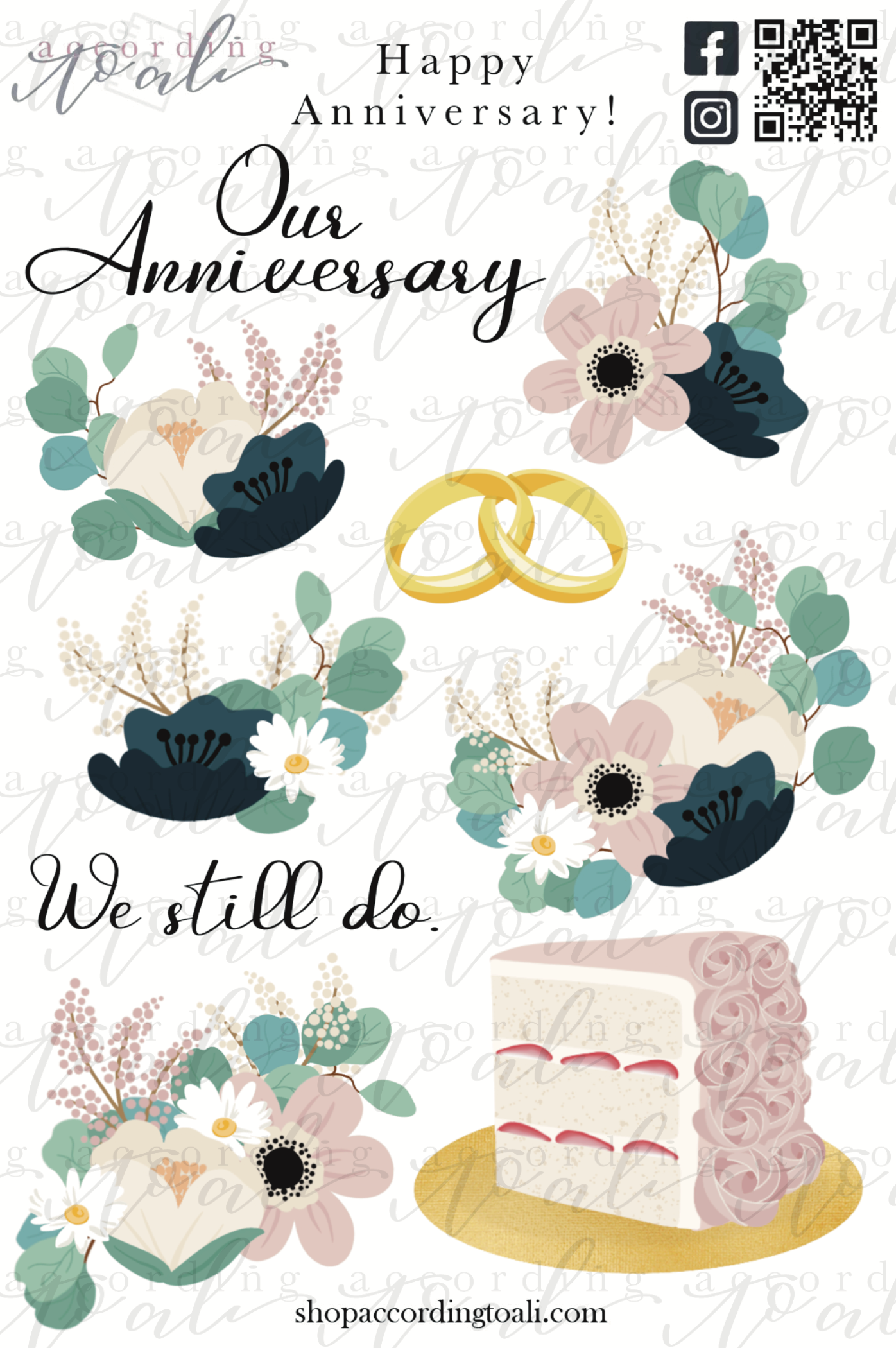 Happy Anniversary Sticker Sheet – according to ali